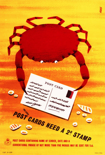 Inland postcards need a 2d stamp – The Postal Museum Posters