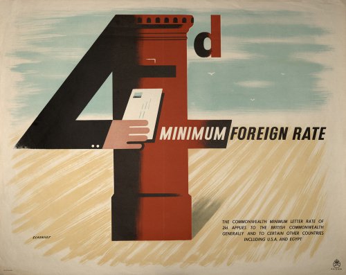Poster advertising the minimum rates for foreign postage – The Postal ...