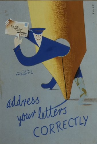 Poster artwork for a correct addressing campaign, by Manfred Reiss ...